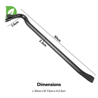 Hardys 12" Wrecking Crow Bar - Carbon Steel Crowbar, Swan Neck with ...