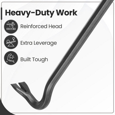 Hardys 12 Wrecking Crow Bar Carbon Steel Crowbar Swan Neck with Chisel End Ideal for Lifting