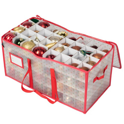 Hardys 128 Christmas Bauble Storage Box - Semi-Transparent, Zipper ...