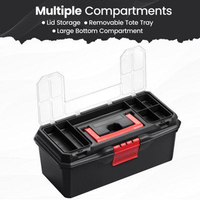 Hardys 13" Small Plastic Tool Box Organiser - 12 Compartment Tool Chest ...