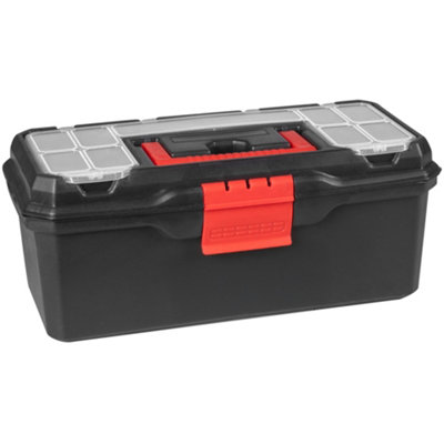 Hardys 13" Small Plastic Tool Box Organiser - 12 Compartment Tool Chest ...