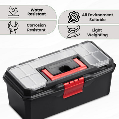 Hardys 13" Small Plastic Tool Box Organiser - 12 Compartment Tool Chest ...