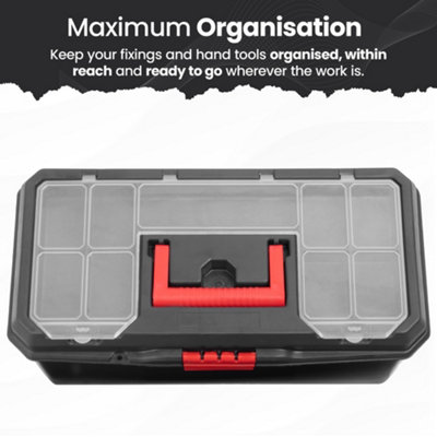 Hardys 19" Large Plastic Tool Box Organiser - 12 Compartment Tool Chest ...