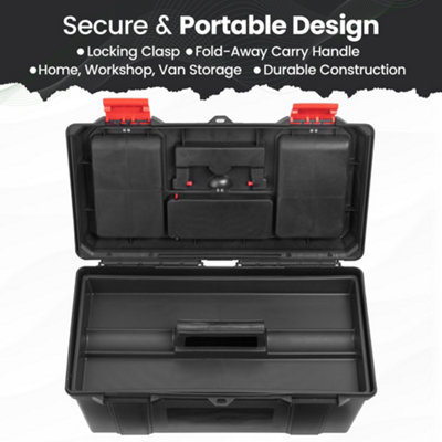 Hardys 19" Large Plastic Tool Box Organiser - 12 Compartment Tool Chest ...