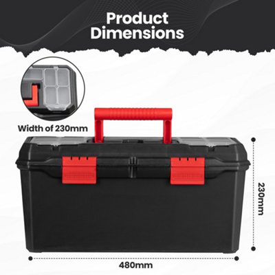 Hardys 19" Large Plastic Tool Box Organiser - 12 Compartment Tool Chest ...