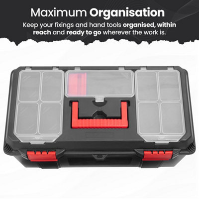 Hardys 22" Large Plastic Tool Box Organiser - 14 Compartment Tool Chest ...