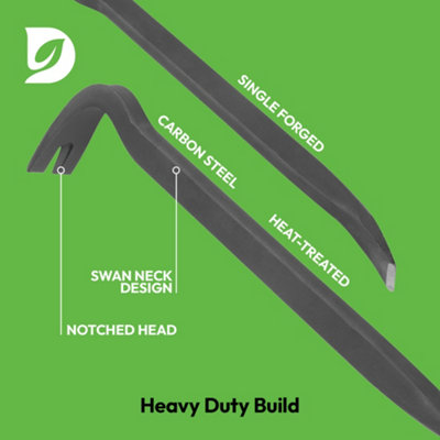 Hardys 24" Wrecking Crow Bar - Steel Utility Crowbar, Swan Neck with ...