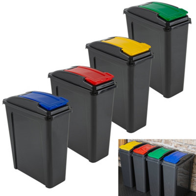 Hardys 25L Plastic Recycle Bin Storage Box with Flap Colour Lid Litre ...