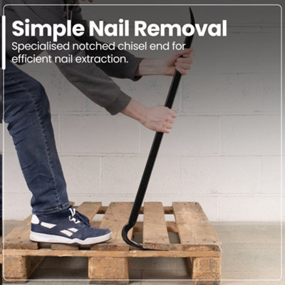 Hardys 36" Wrecking Crow Bar - Steel Utility Crowbar, Swan Neck with ...