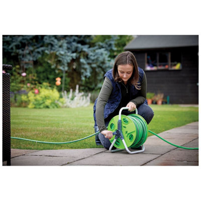 Hardys 45m Garden Hose Pipe Reel Tidy Carry Cart Portable Freestanding ...