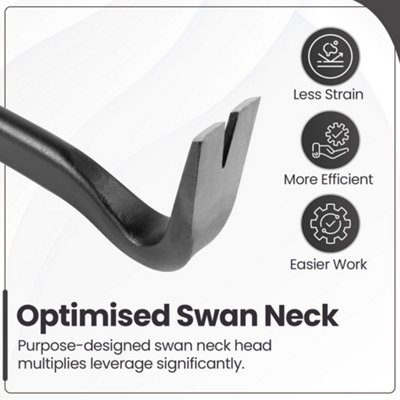Hardys 48" Wrecking Crow Bar - Steel Utility Crowbar, Swan Neck with ...