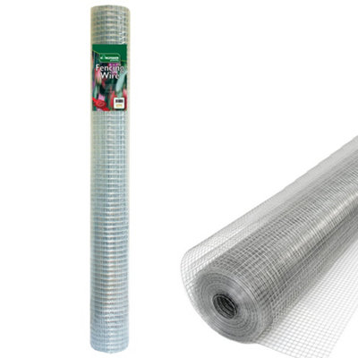 Hardys 4m x 0.9m Metal Square Mesh Netting Chicken Wire Galvanised Pet ...