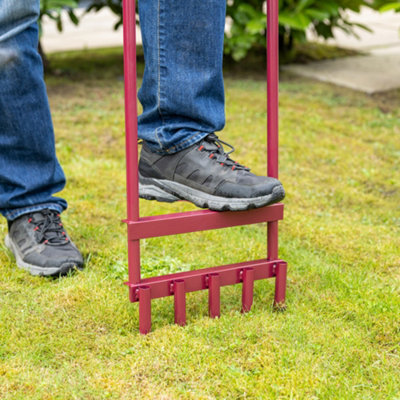 Hardys 5 Tine Aerator Hollow Prong Soil Corer Improves Lawn Drainage Reduces Compaction Powder Coated Steel