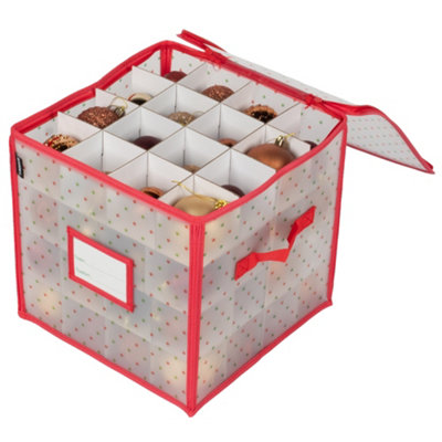 Hardys 64 Christmas Bauble Storage Box - Semi-Transparent, Zipper ...