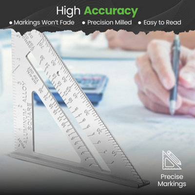 Hardys 7" Aluminium Combination Square - Metric, Straight Edge Speed Ruler, Carpentry, Roof ...