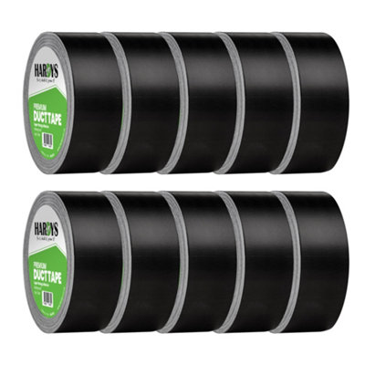 Hardys Black Duct Tape, (L) 50m x (W) 48mm - 220um Thick, Waterproof ...