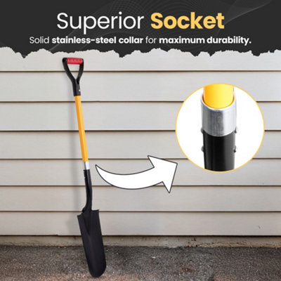 Hardys Drainage & Fence Post Spade - 160x360mm Tapered Head, Fibreglass ...