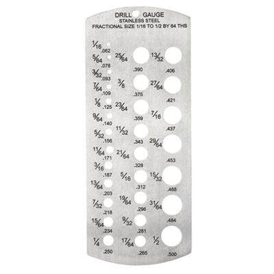 Hardys Fractional Imperial Drill Gauge - 1/16" - 1/2" Diameter Gauges ...