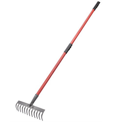 Hardys Garden Soil Rake - 12 Tooth Carbon Steel Head, Steel Shaft with ...