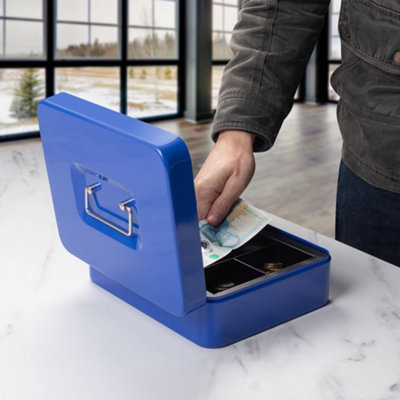 Hardys Metal Cash Box Money Bank Deposit Steel Tin Security Safe Petty ...
