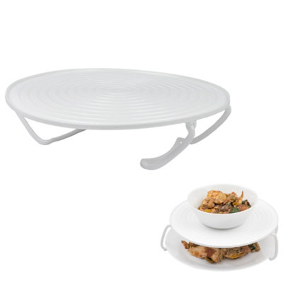 Hardys Microwave Folding Round Tray Double Plate Dish Bowl Holder Rack ...