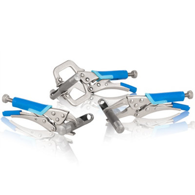 Hardys Mini Locking-Jaw Plier Set - 4" Curved, 5" Long Nose, 5" C Clamp ...