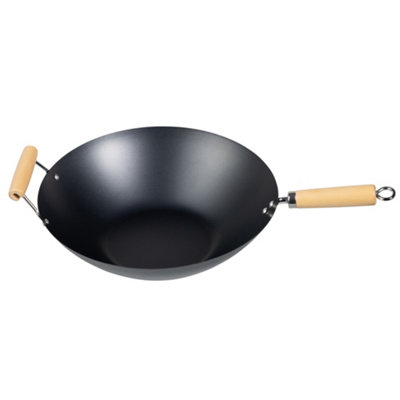 Hardys Traditional Wok - Carbon Steel Non-Stick Wok, Flat Bottom ...