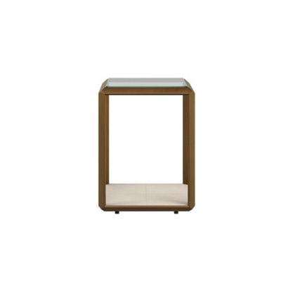 Harlow Brass and Cream Shagreen Glass Top Side Table