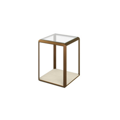 Harlow Brass and Cream Shagreen Glass Top Side Table