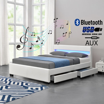 Harmin Designer Music Bed, Bluetooth, Speakers, LED Colour Changing ...