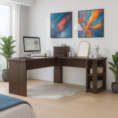 Harmin Walnut Corner Computer Desk - Perfect for Home Office