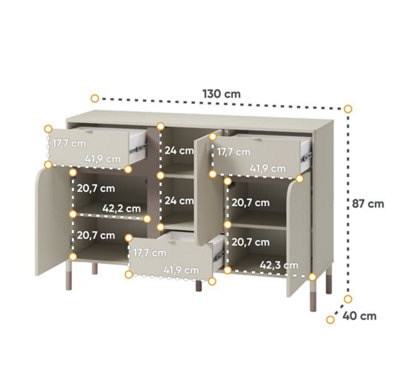 Harmony HR-06 Sideboard Cabinet in Cashmere & Truffle - 1300mm x 870mm ...