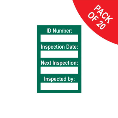 Harness Inspection Safety Tags - Green, Pack of 20 for Equipment ...