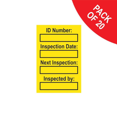 Harness Inspection Safety Tags Yellow Pack of 20