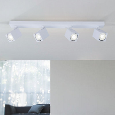Harper Living 4 light bar Spot light, square shaped, White | DIY at B&Q