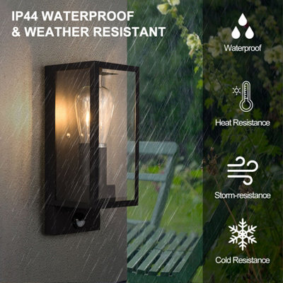 Harper Living Black Modern Clear Glass Motion Sensor Outdoor Wall Light