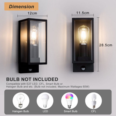 Harper Living Black Modern Clear Glass Motion Sensor Outdoor Wall Light