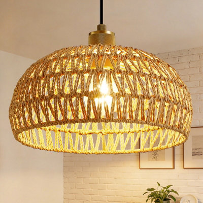 HARPER LIVING Easy Fit Handwoven Rope Ceiling Light Shade with Reducer ...