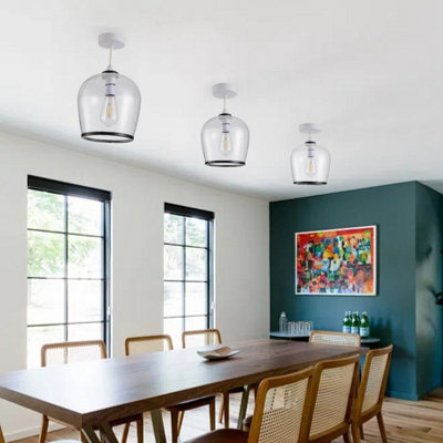 HARPER LIVING Easy Fit Pendant Light Glass Shade with Bubbles, Matt ...