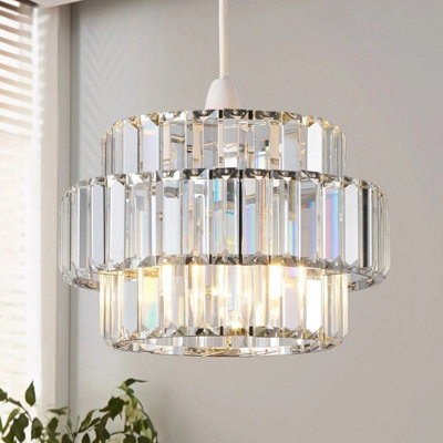 HARPER LIVING Easy Fit Pendant Shade, Chrome Ceiling Light Shade with ...