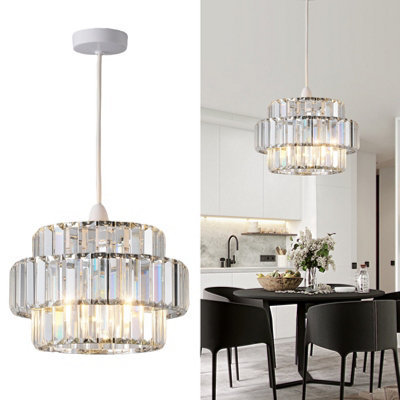 HARPER LIVING Easy Fit Pendant Shade, Chrome Ceiling Light Shade with ...