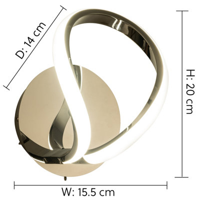 Harper Living HALO LED Wall Light with Toggle Switch, Polished Chrome ...