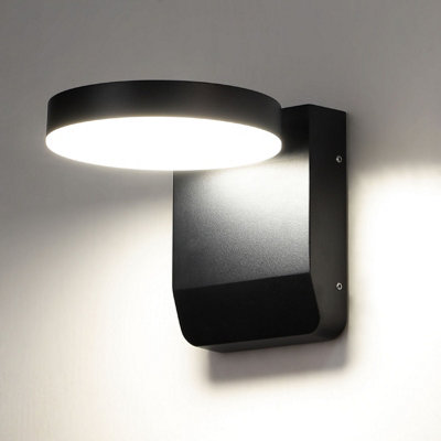 Harper Living Matt Black Modern Round LED Outdoor Wall Light Mains ...