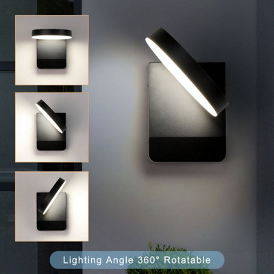 Harper Living Matt Black Modern Round LED Outdoor Wall Light Mains ...