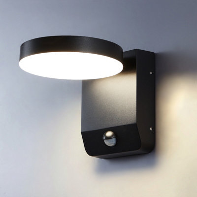 Harper Living Matt Black Modern Round LED Outdoor Wall Light Mains ...