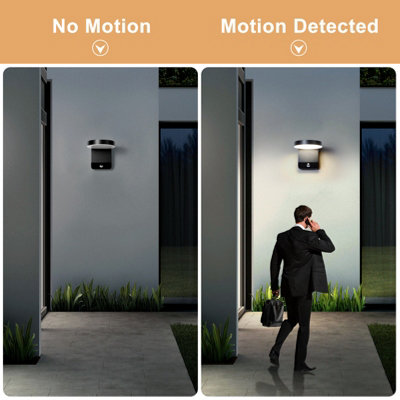Harper Living Matt Black Modern Round LED Outdoor Wall Light Mains ...