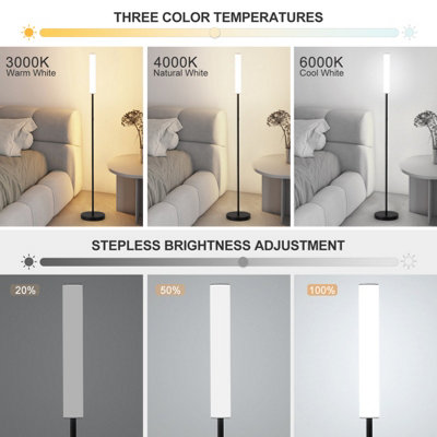 HARPER LIVING Modern LED Floor Lamp with Remote + Touch Control, Black ...