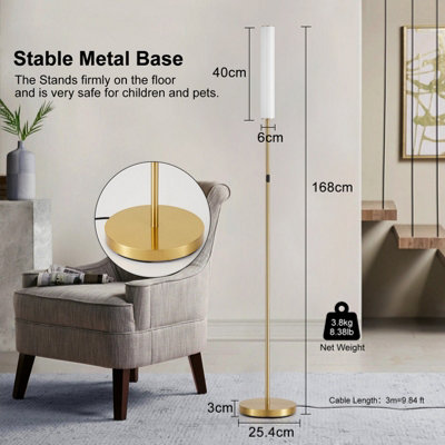 HARPER LIVING Modern LED Floor Lamp with Remote + Touch Control, Gold ...