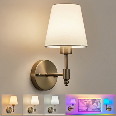 HARPER LIVING Set of 2 Battery Wall Lights, Fabric Lamps with ...