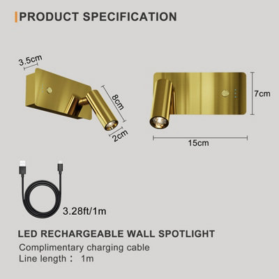 HARPER LIVING Wall Spotlights Brass, antique gold Magnetic LED ...